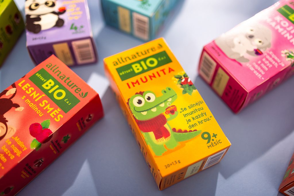 Illustrated packaging for children's organic teas - MAISON D'IDÉE Prague