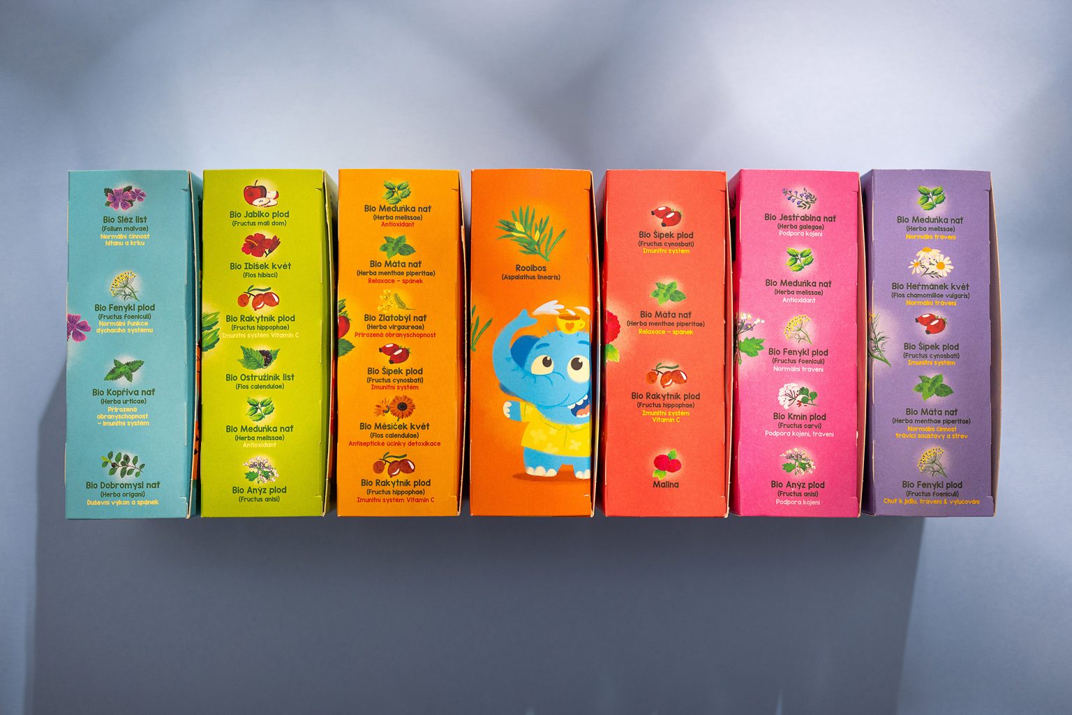Illustrated packaging for children's organic teas - MAISON D'IDÉE Prague