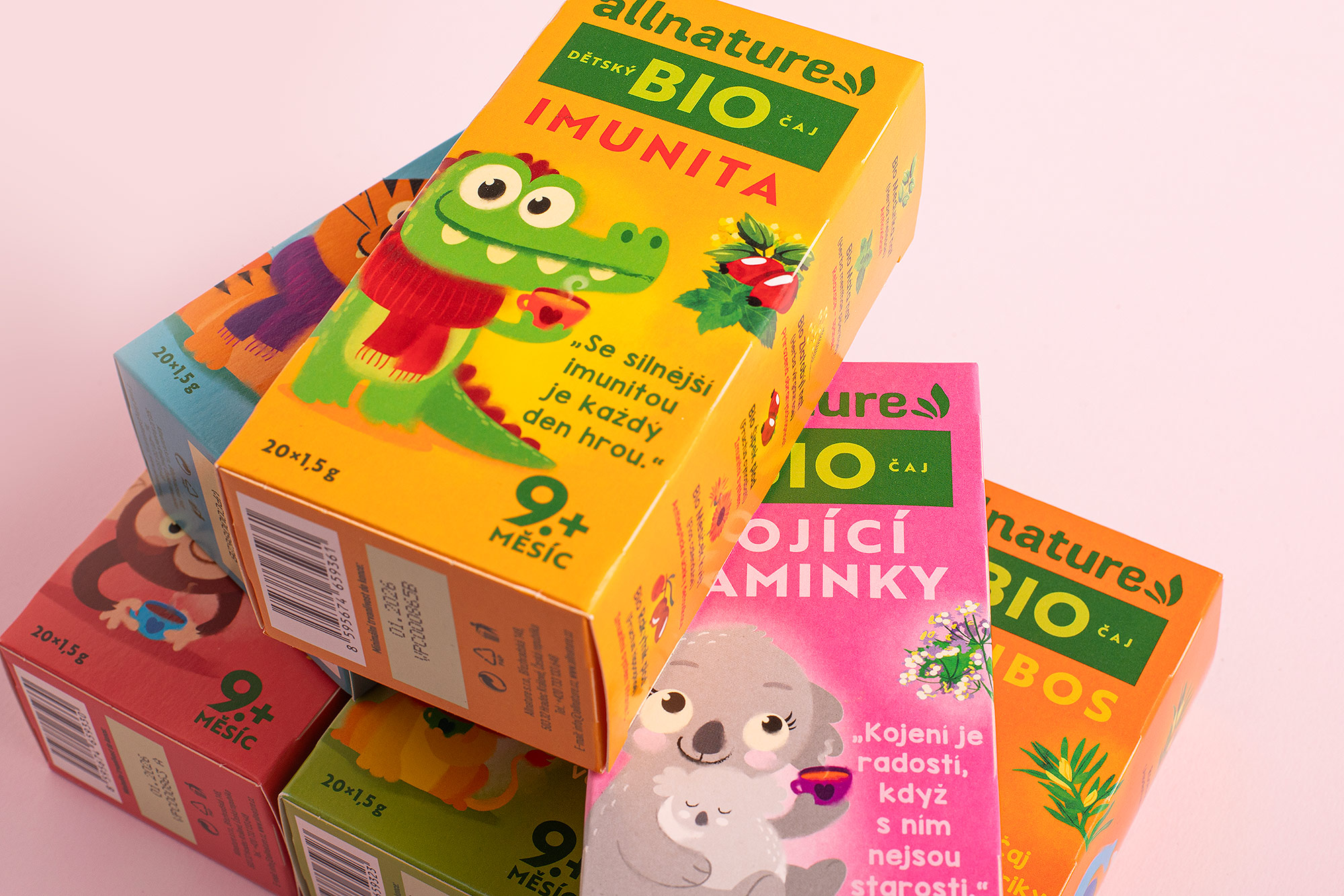 Illustrated packaging for children's organic teas - MAISON D'IDÉE Prague